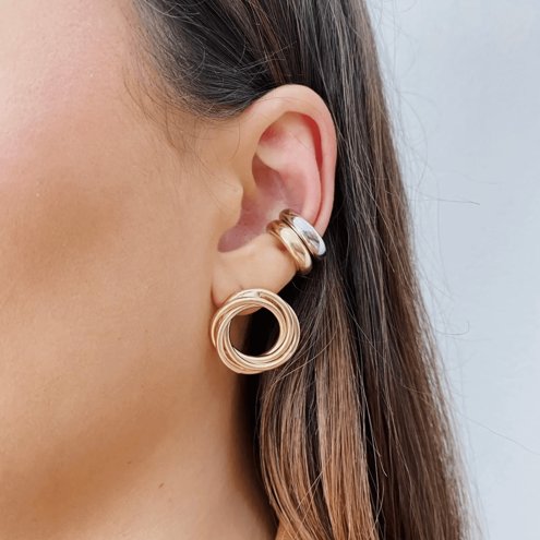 Kit de Brincos Argola Golden Cravejada Banhado a Ouro 18k | Anexa Store