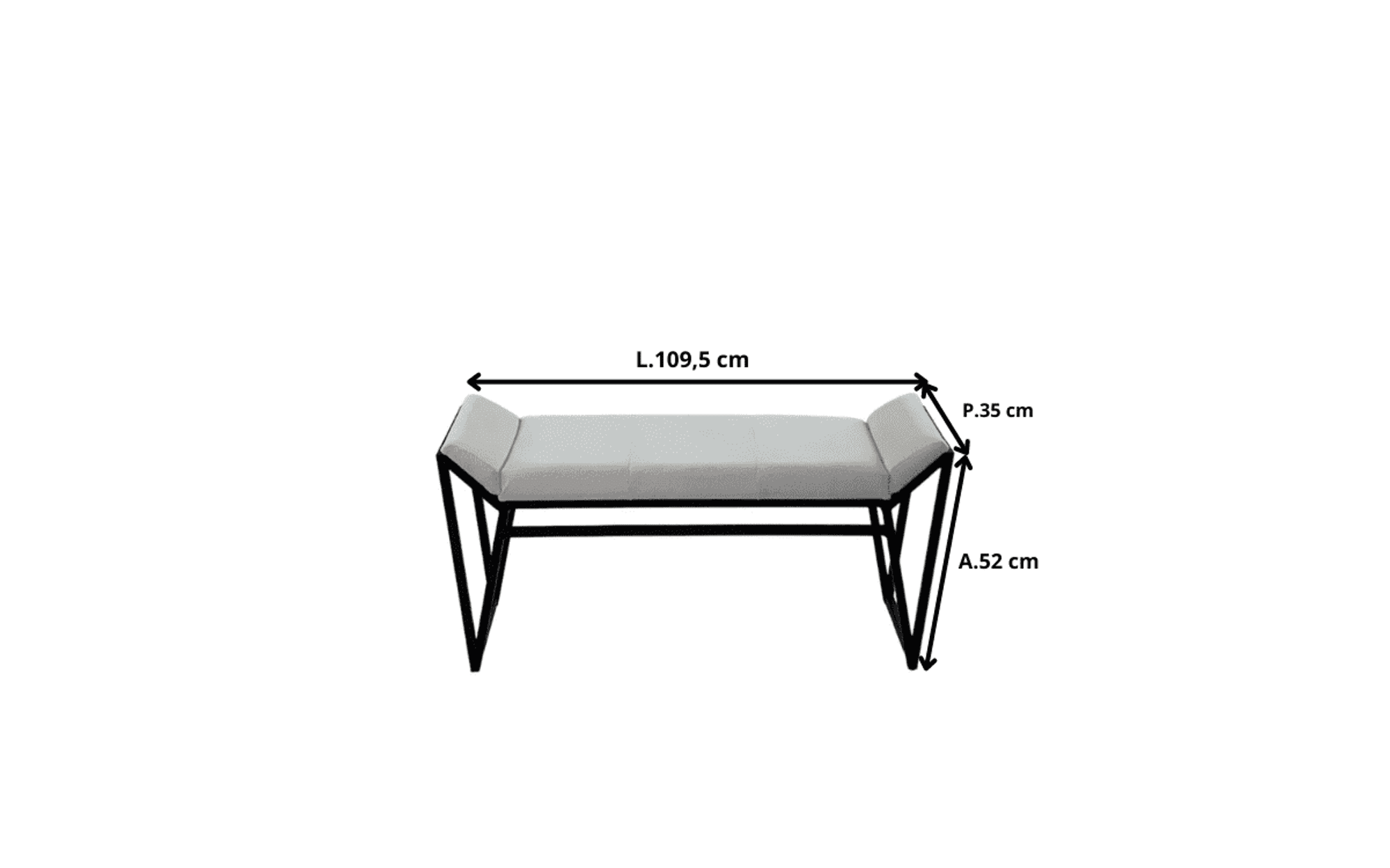 Banco Recamier Dubai Preto / Branco | Móveis Decoarte