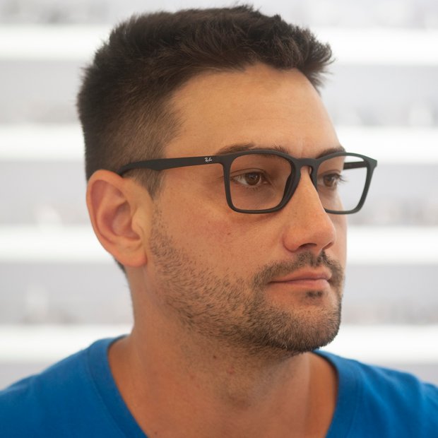 Óculos de Grau RayBan RX7045 Preto Fosco Quadrado Emborrachado | Ótica ...