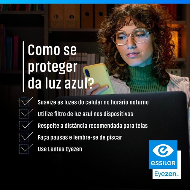 Lente Essilor Eyezen Start Digital com Antirreflexo Crizal Easy Pro ...