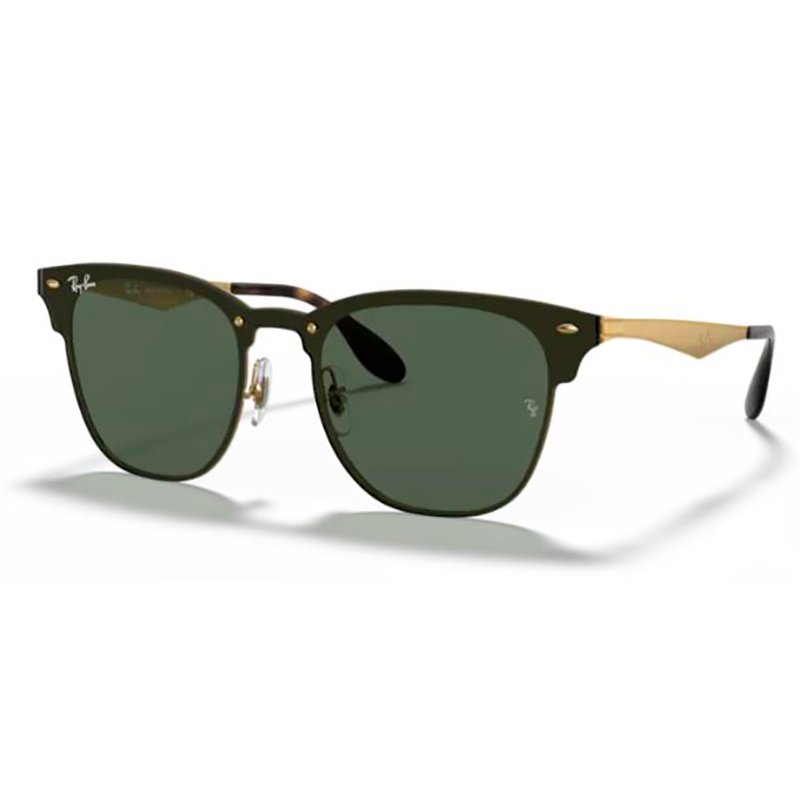 Óculos de Sol Ray Ban Blaze Clubmaster RB3576N Dourado Dark Green ...