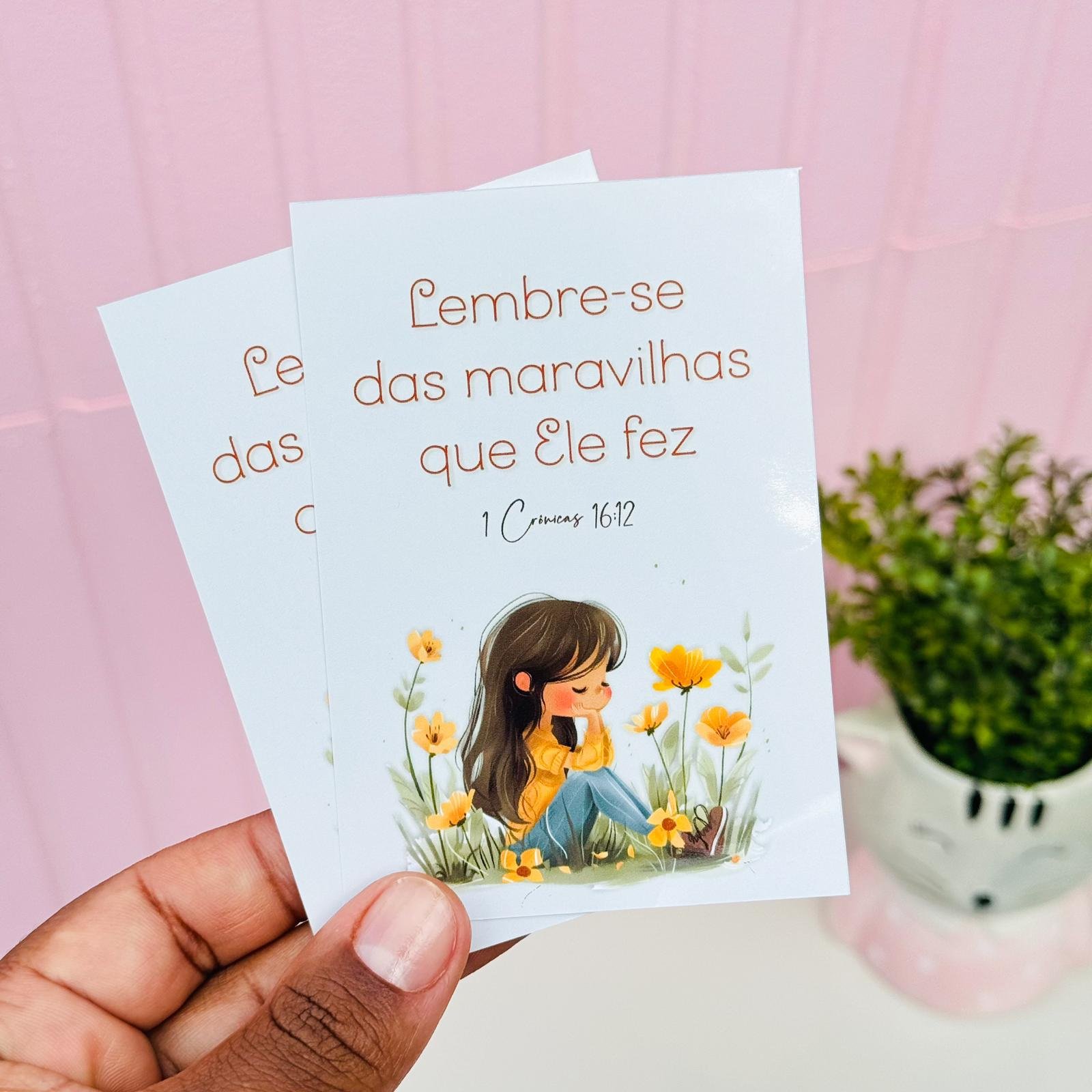 50 Mini Folhetos com Frase Biblica - Lembre-se das maravilhas que ele ...