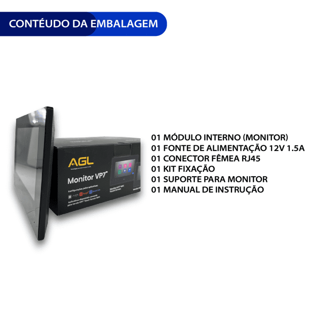 MONITOR VIDEO PORTEIRO AGL VP7 PLUS - UNIDADE | Casa do Telecom