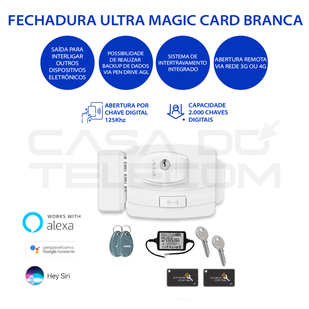 FECHADURA AGL ULTRA MAGIC CARD BRANCA - CH SIMPLES | Casa do Telecom FECHADURA AGL ULTRA MAGIC CARD BRANCA - CH SIMPLES | Casa do Telecom