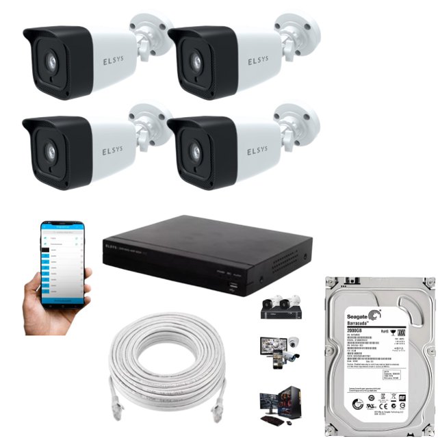 KIT CFTV COMPLETO ANPOE - DVR + 4 CAMERAS + 100MTS CABO DE REDE+HD ...