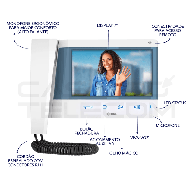 PORT ELET C/ VIDEO HDL/VIDEO CONNECT - 7 TS WIFI BRANCO | Casa do Telecom