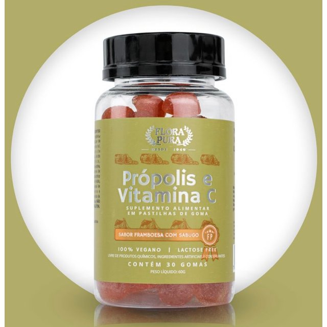 PROPOLIS E VITAMINA C EM GOMAS| FLORA PURA | DISTRIBUIDORA FLORA PURA