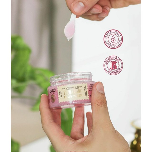 GEL FACIAL ESFOLIANTE ROSA MOSQUETA FLORA CARE 100G | FLORA PURA ...