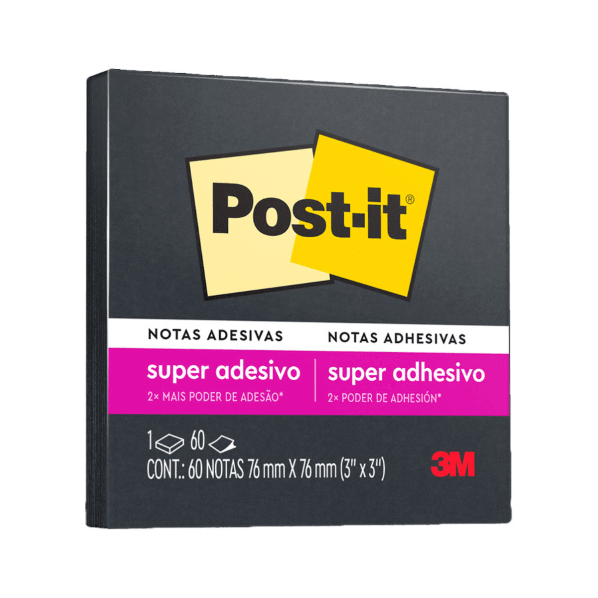 Bloco Post-it® Preto 76mmx76mm 60 Folhas | Koalla Papelaria