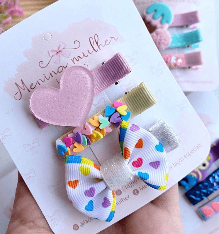 Hair Clip Coração | Laços Menina Mulher