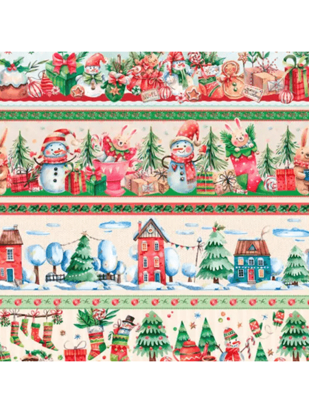 Tecido Tricoline Bahamas Peripan - 9001-E206- Barrado Natal Biscoito, Chaleiras e Botas ...