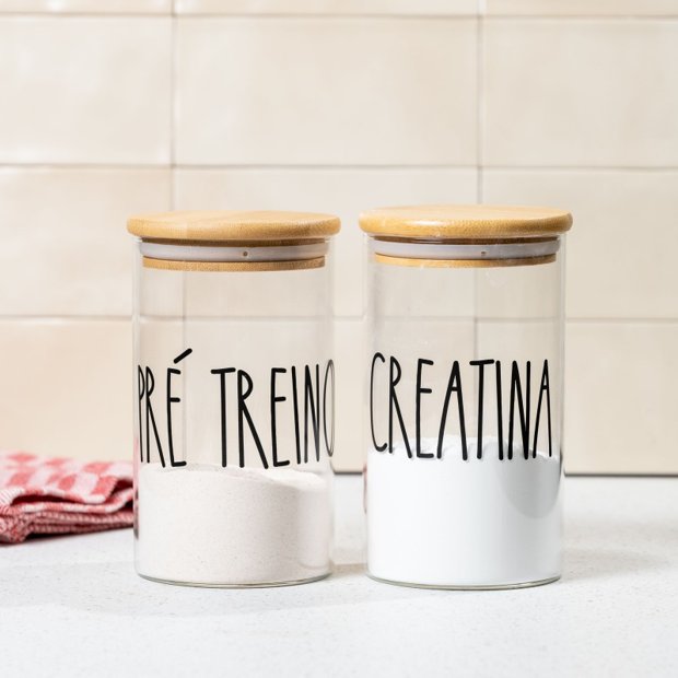 POTE HERMÉTICO VIDRO E BAMBU - PRÉ TREINO | 103 store