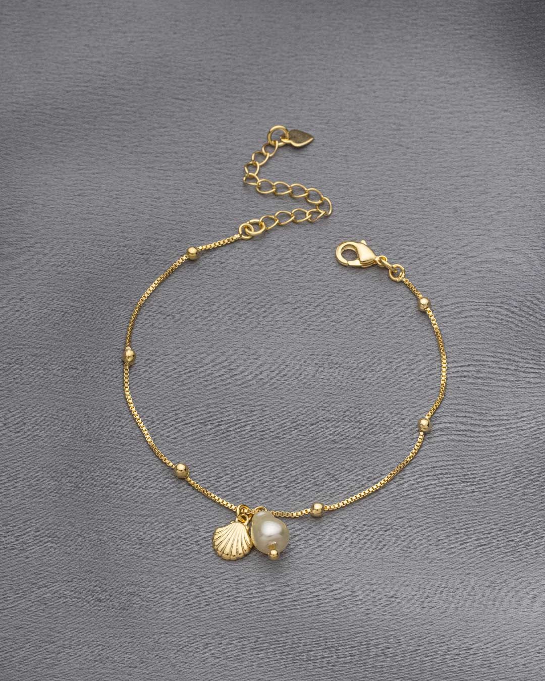 Pulseira Pingente Concha Perola Folheado a Ouro 18K | RAHRA