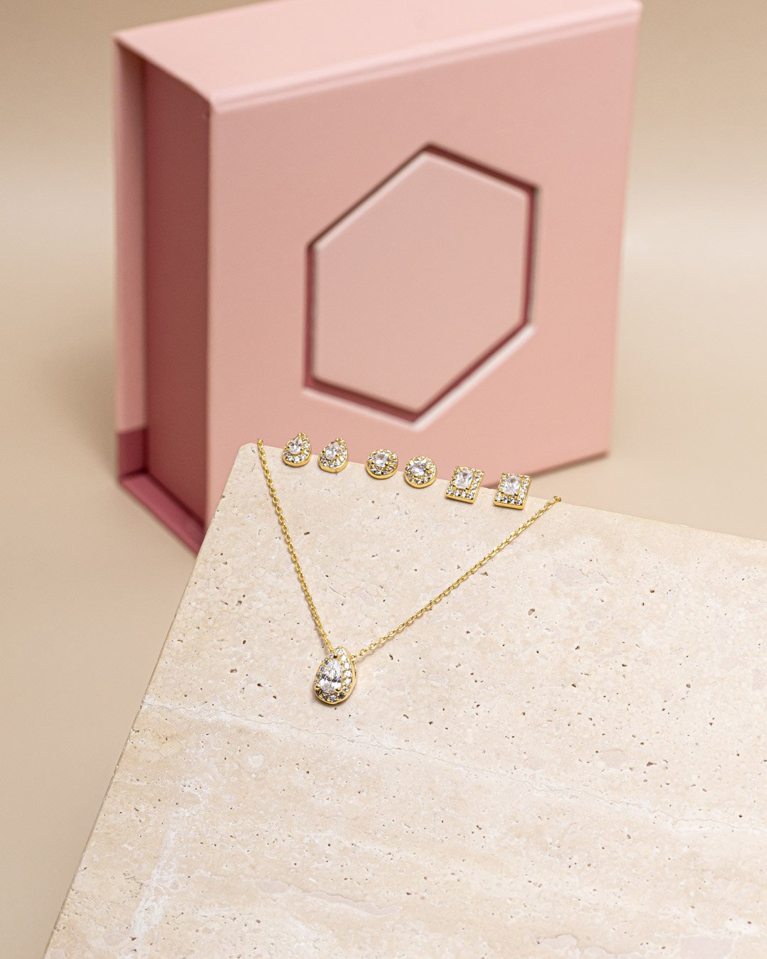 Conjunto Trio Gota Zirconia 45cm Folheado a Ouro 18K | RAHRA Semijoias ...