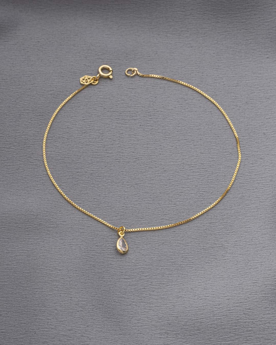 Tornozeleira Gota Zirconia Folheado a Ouro 18K | RAHRA