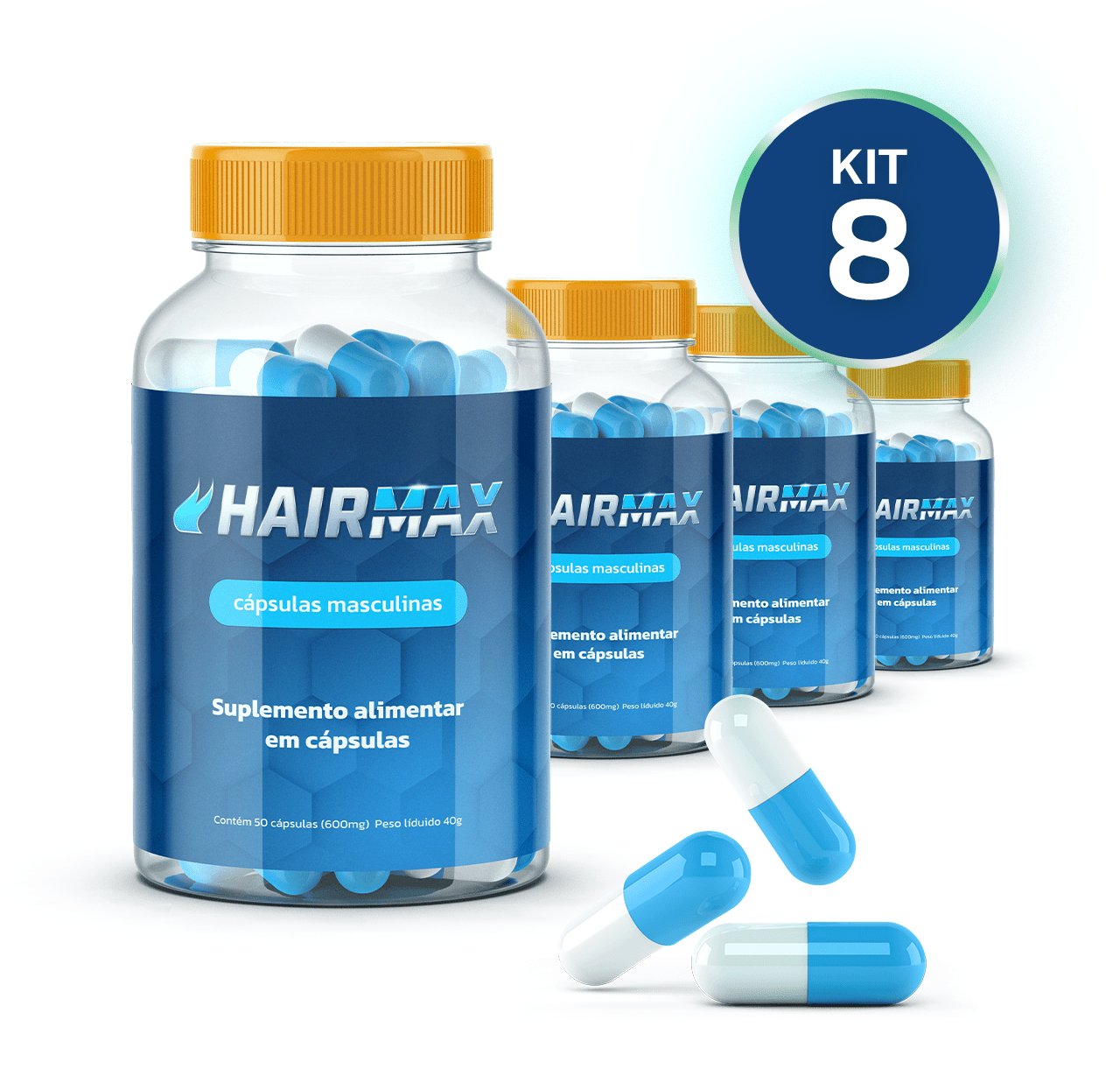 8 unidades - HairMax em cápsulas - masculino - previne calvice - 50mg ...