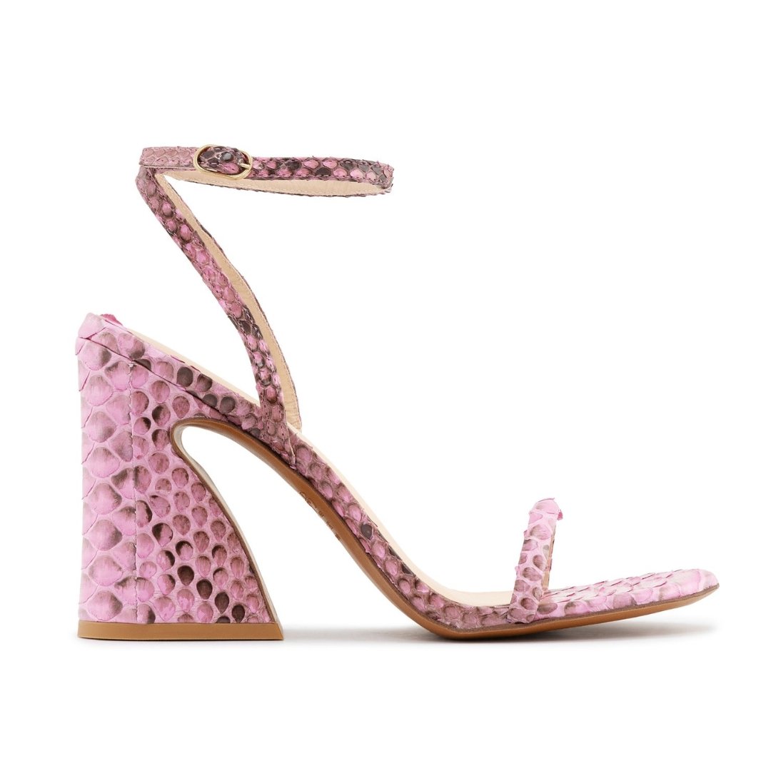 SANDÁLIA ELLEN Couro Python Pox Pink | Guilhermina Shoes