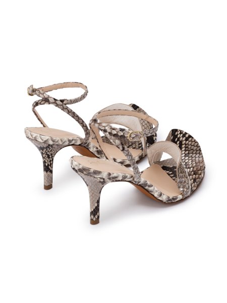 SANDÁLIA GEÓRGIA Couro Python Belly Natural | Guilhermina Shoes
