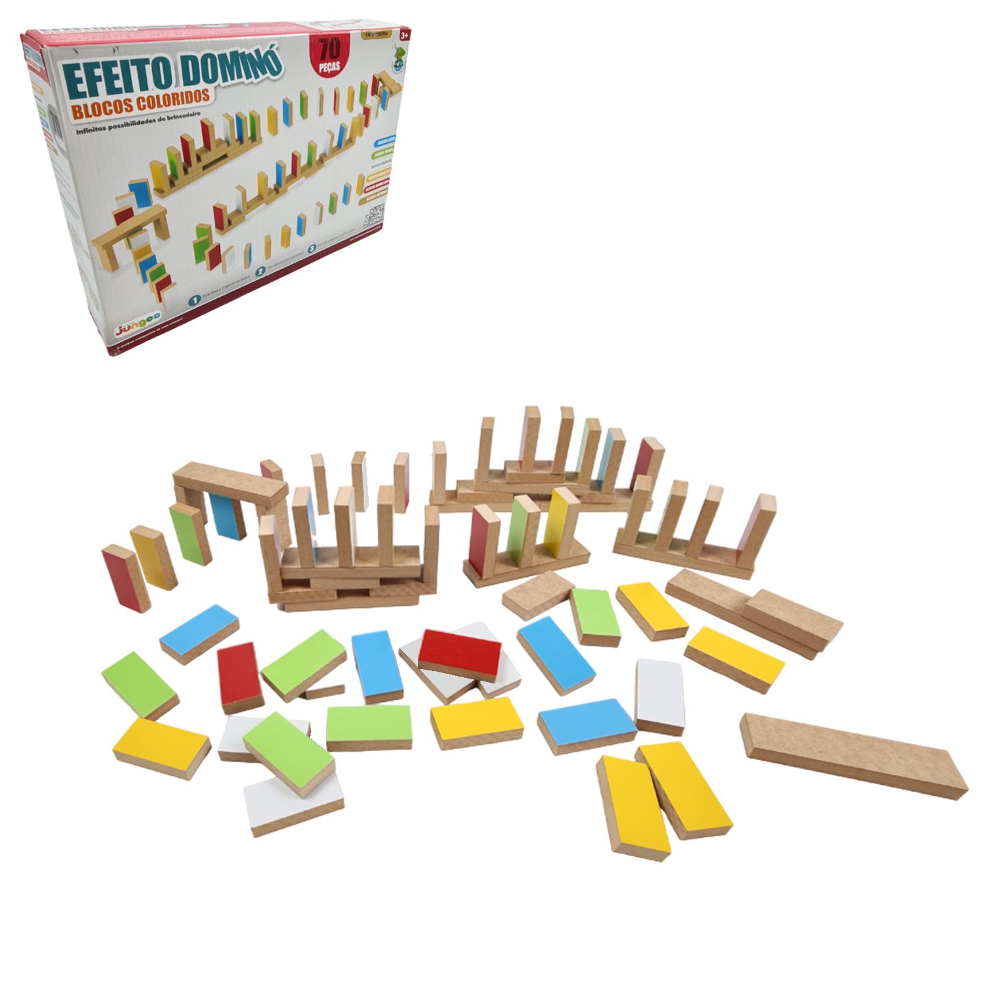 BLOCOS COLORIDOS CIRCUITO DESMONTE 70 PEÇAS DE MADEIRA | Mundo Pedagógico