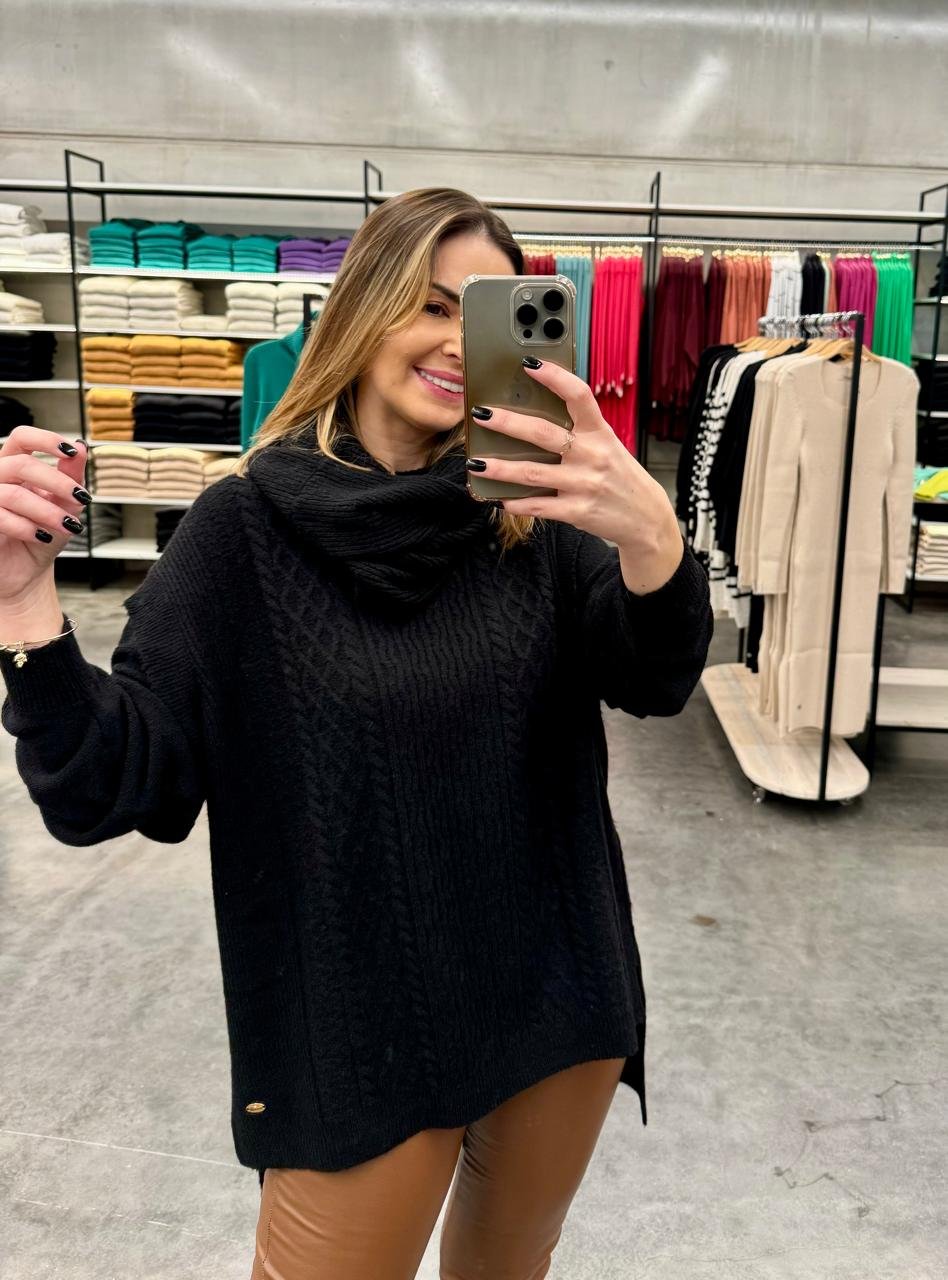 Blusa Mullet Com Gola Removível Biamar 10602 - Tricô | Use Trico