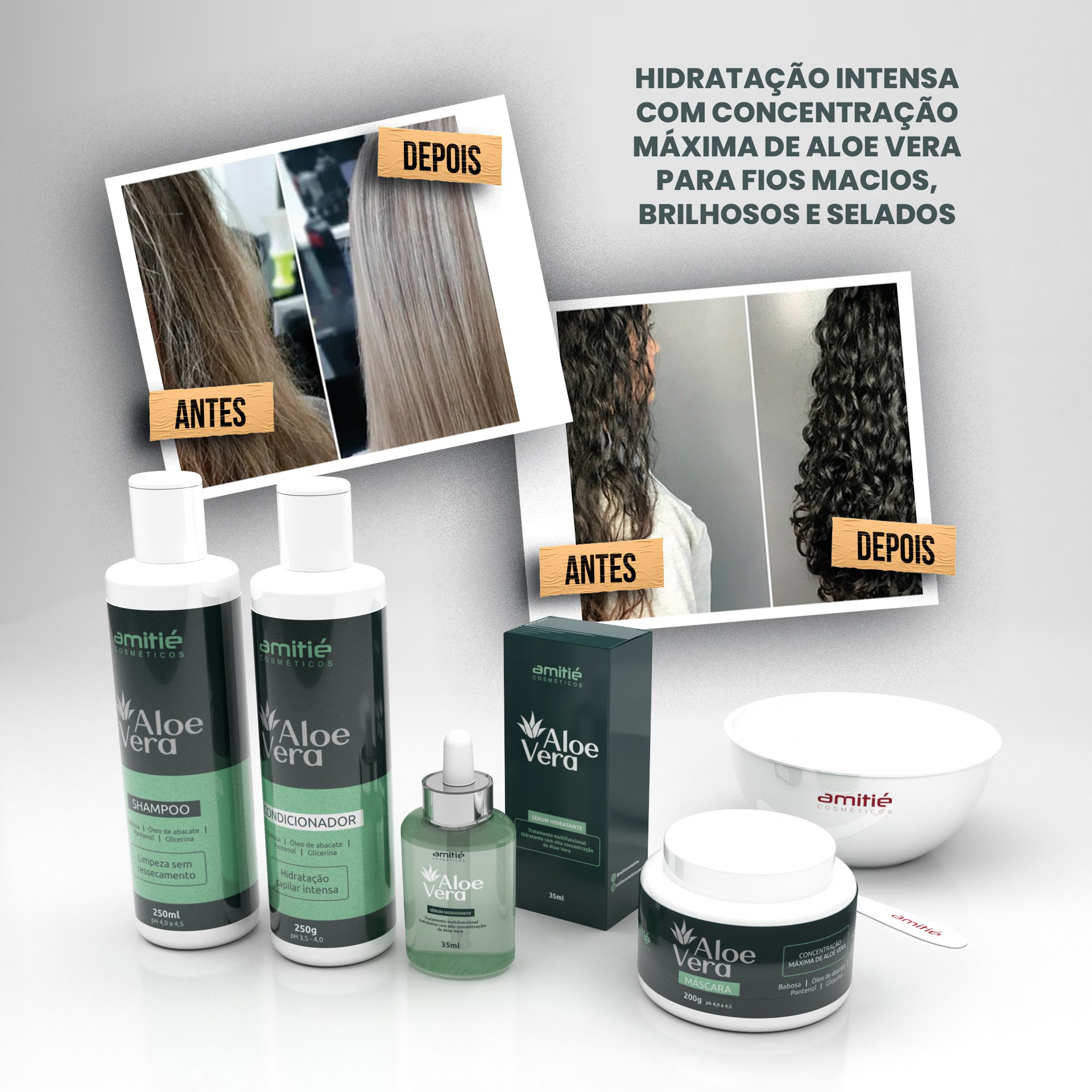 Kit Hidrante Shampoo e Condicionador Aloe Vera | Amitié Cosméticos