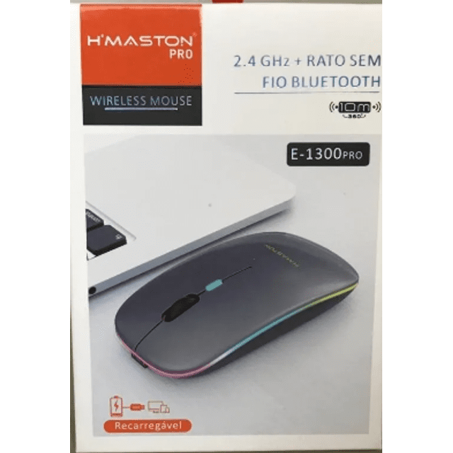 MOUSE SEM FIO RECARREGAVEL H MASTON PRO E-1300PRO PRETO | ND.com