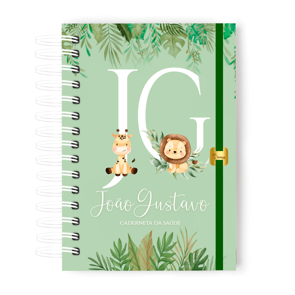 Caderneta de Vacinação Personalizada Bebê - Safari, Verde Nome na Capa ...