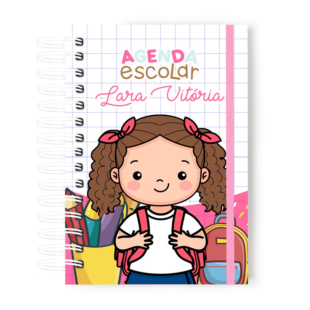 Agenda Escolar 2026 | Personalizada capa dura com nome na capa | Menina ...