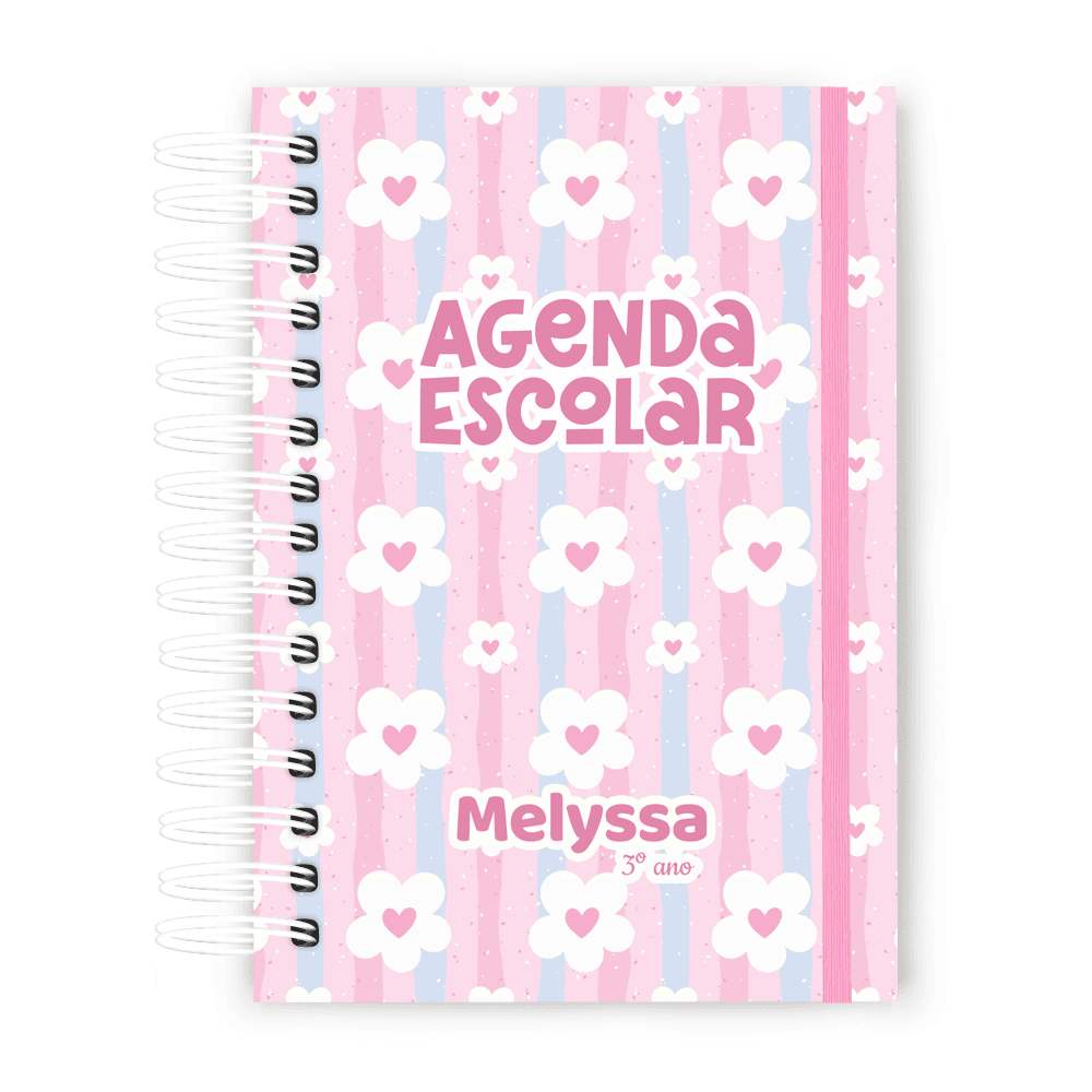 Agenda Escolar 2026 | Personalizada capa dura com nome na capa | Flores ...