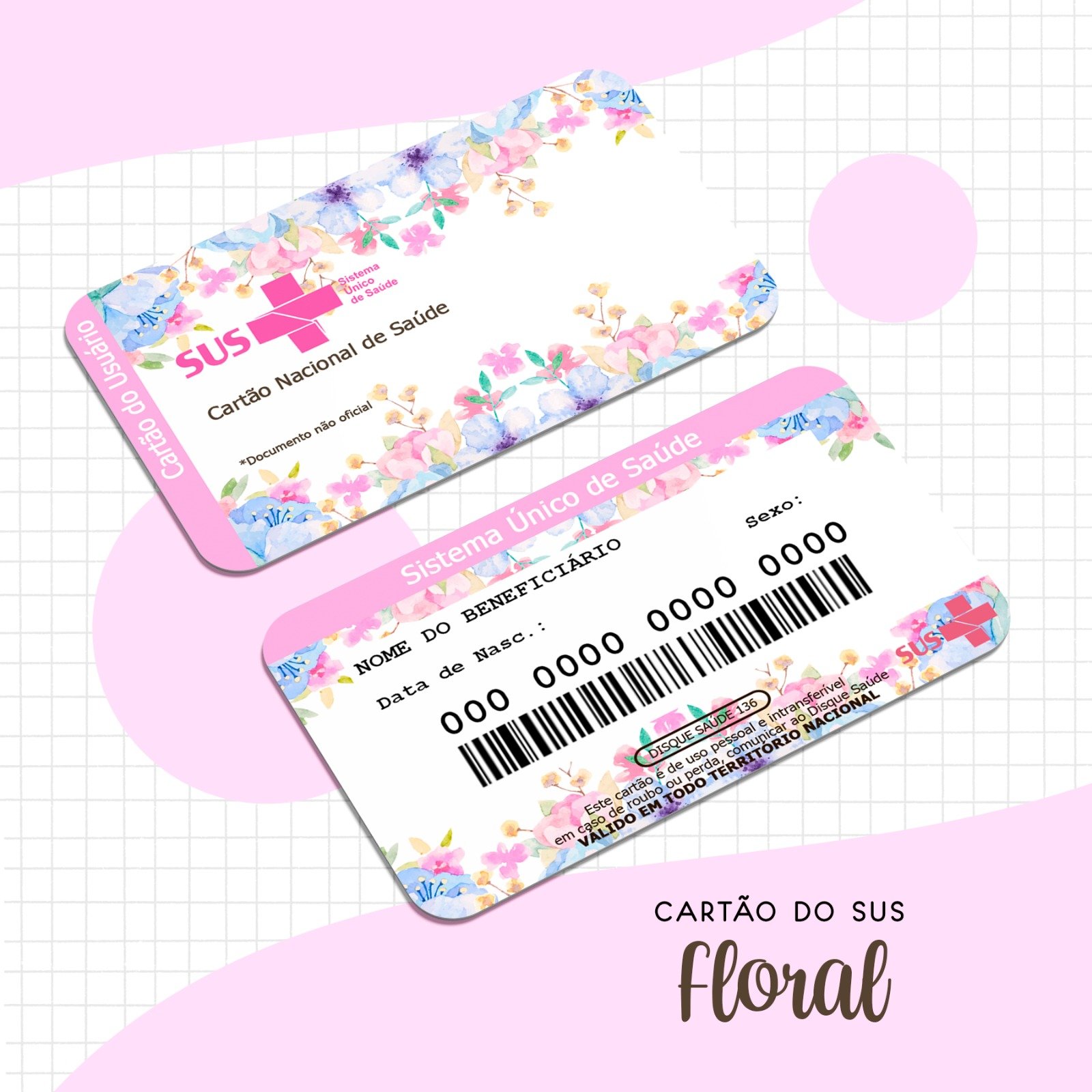 Cartão do SUS Personalizado - Adulto | Vida e Arte Personalizados