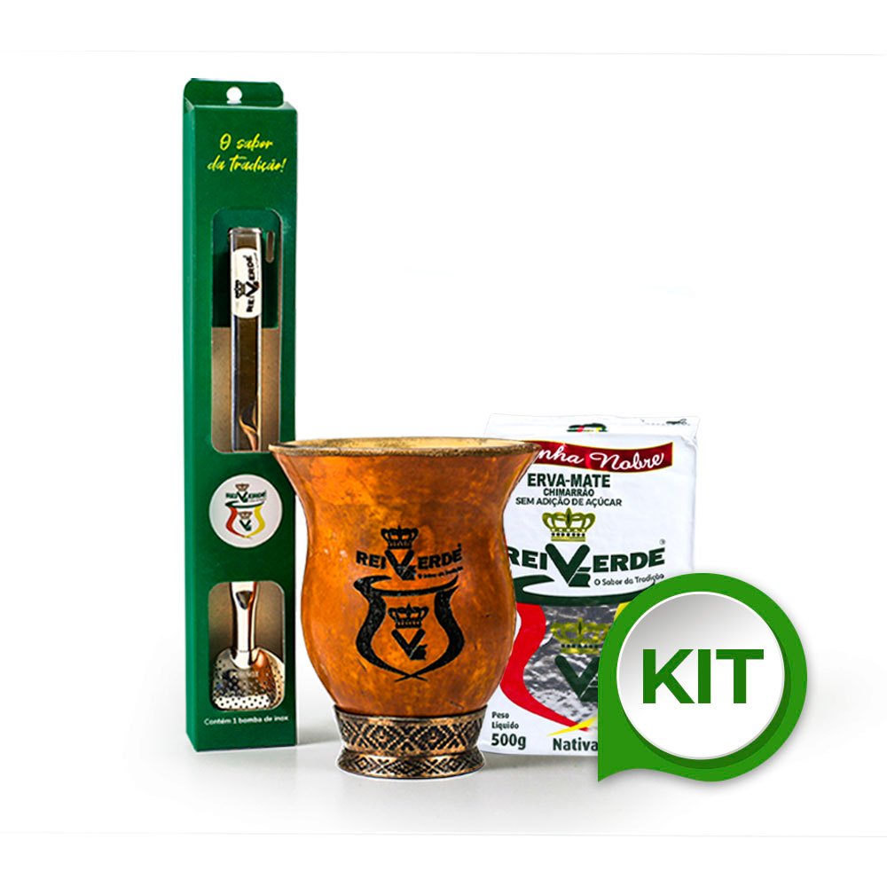 Kit Rei Verde: Cuia, Bomba Inox e Erva-Mate Linha Nobre a Vácuo 500g ...