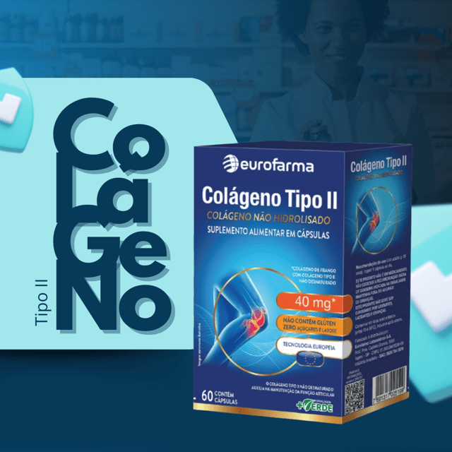 Eurofarma Colágeno Tipo II Suplemento Alimentar 60 Cápsulas 40mg | B2R ...