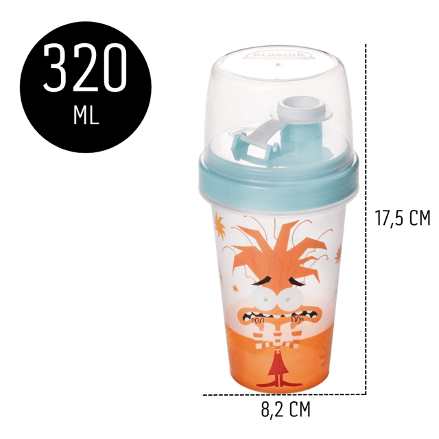 MINI SHAKEIRA PLAST 320ML DIVERTIDAMENTE DIVS | Loja Lancheira Divertida