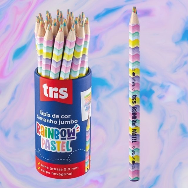 Lápis de cor jumbo triangular rainbow pastel | Copypaper Papelaria