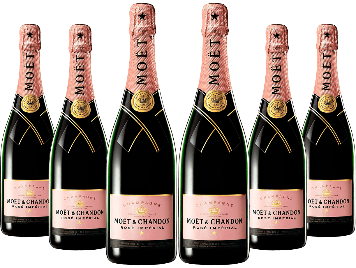 Caixa de Champagne Moët & Chandon Impérial Brut Rosé com 6 garrafas ...