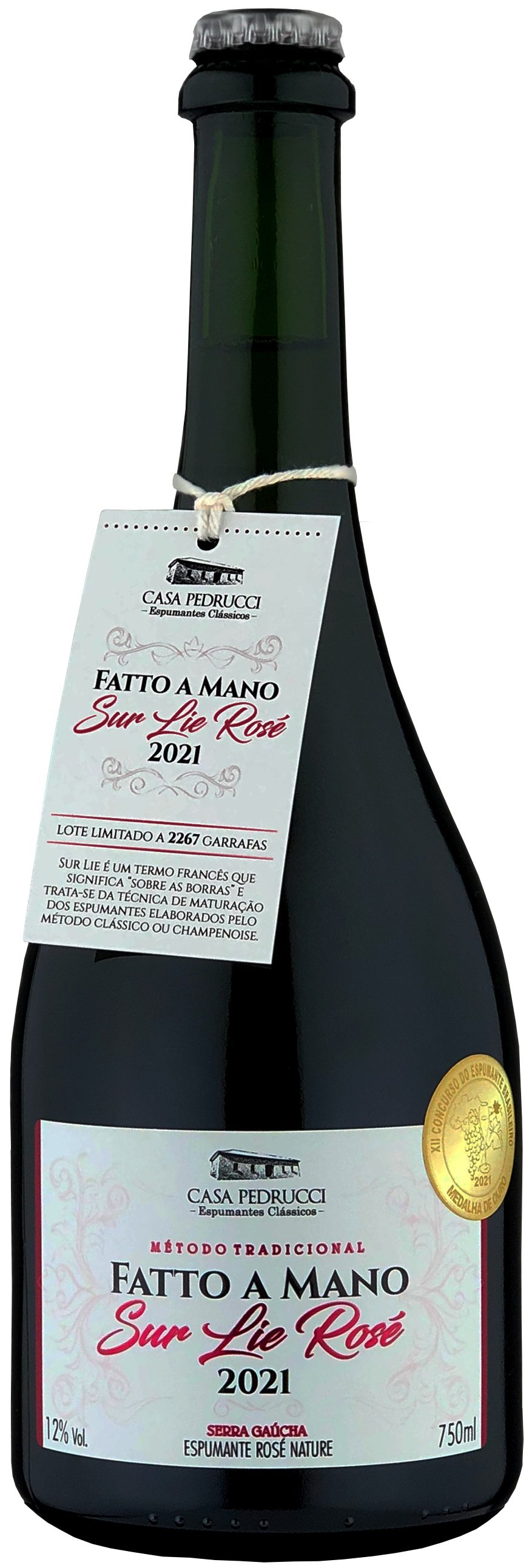 Espumante Casa Pedrucci Fatto a Mano Sur Lie Rosé 750 ml | Vino Verace