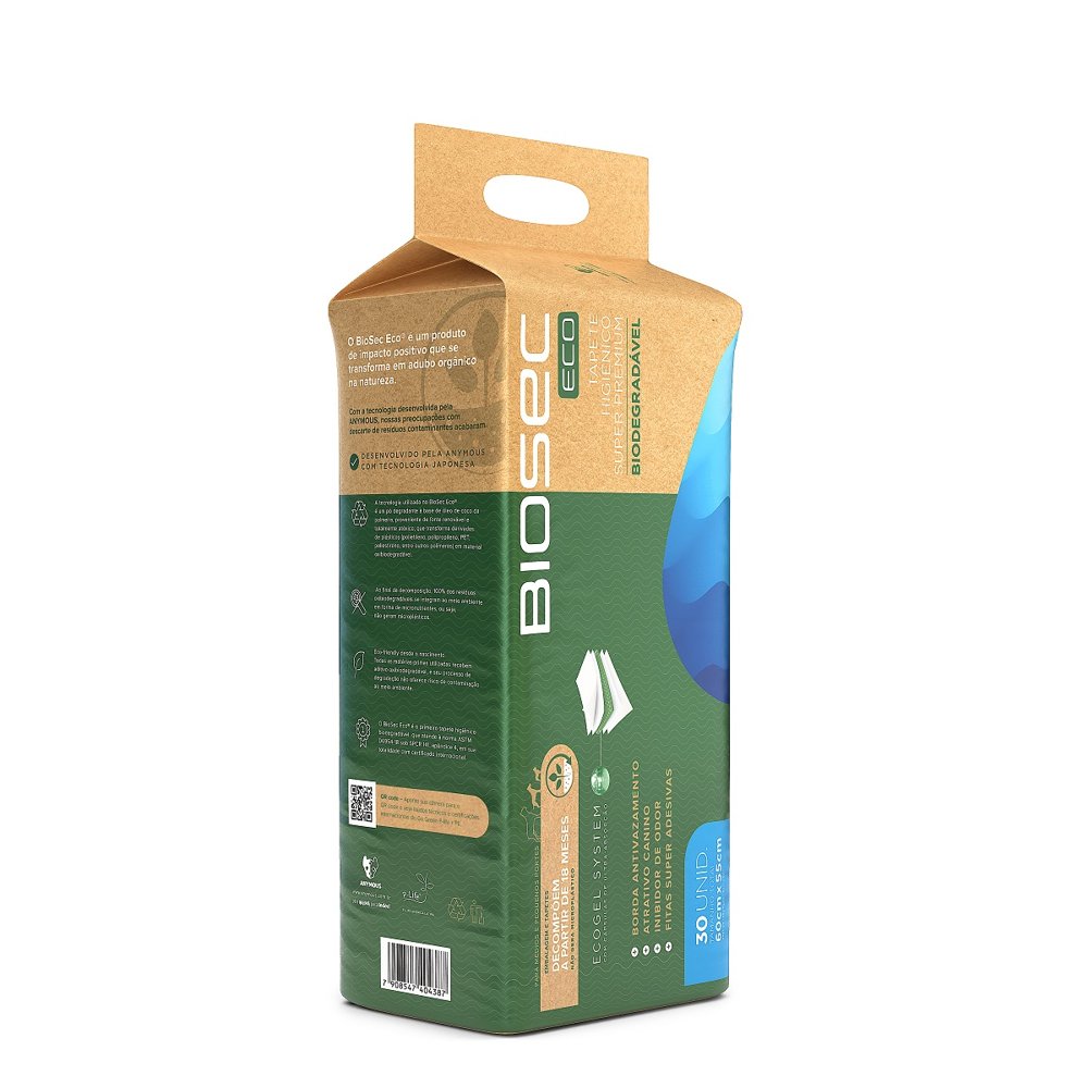 Tapete Higiênico Biodegradável 60x55 (30 Unidades) | Biosec Eco ...