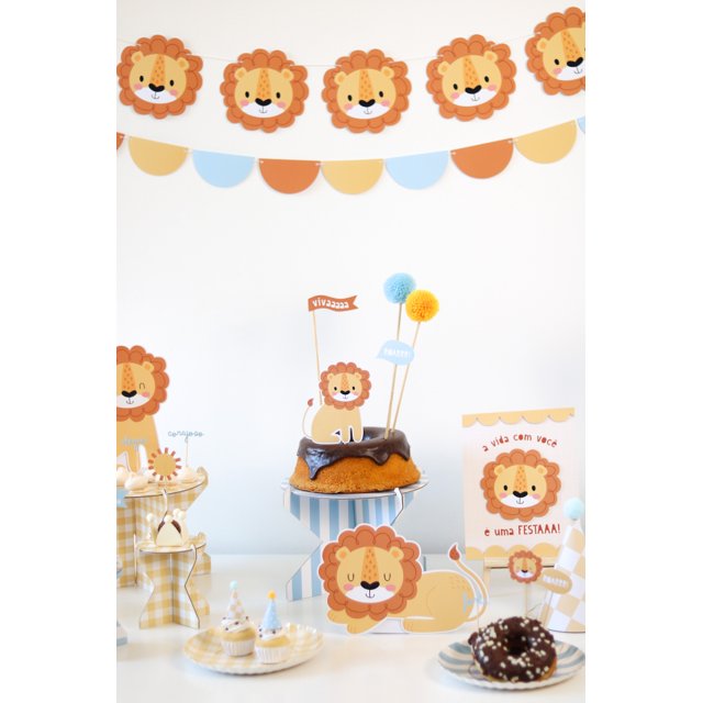 Bandeirola Mini Meia Lua - Leãozinho | 🎉 OPA Festas | Decoração ...