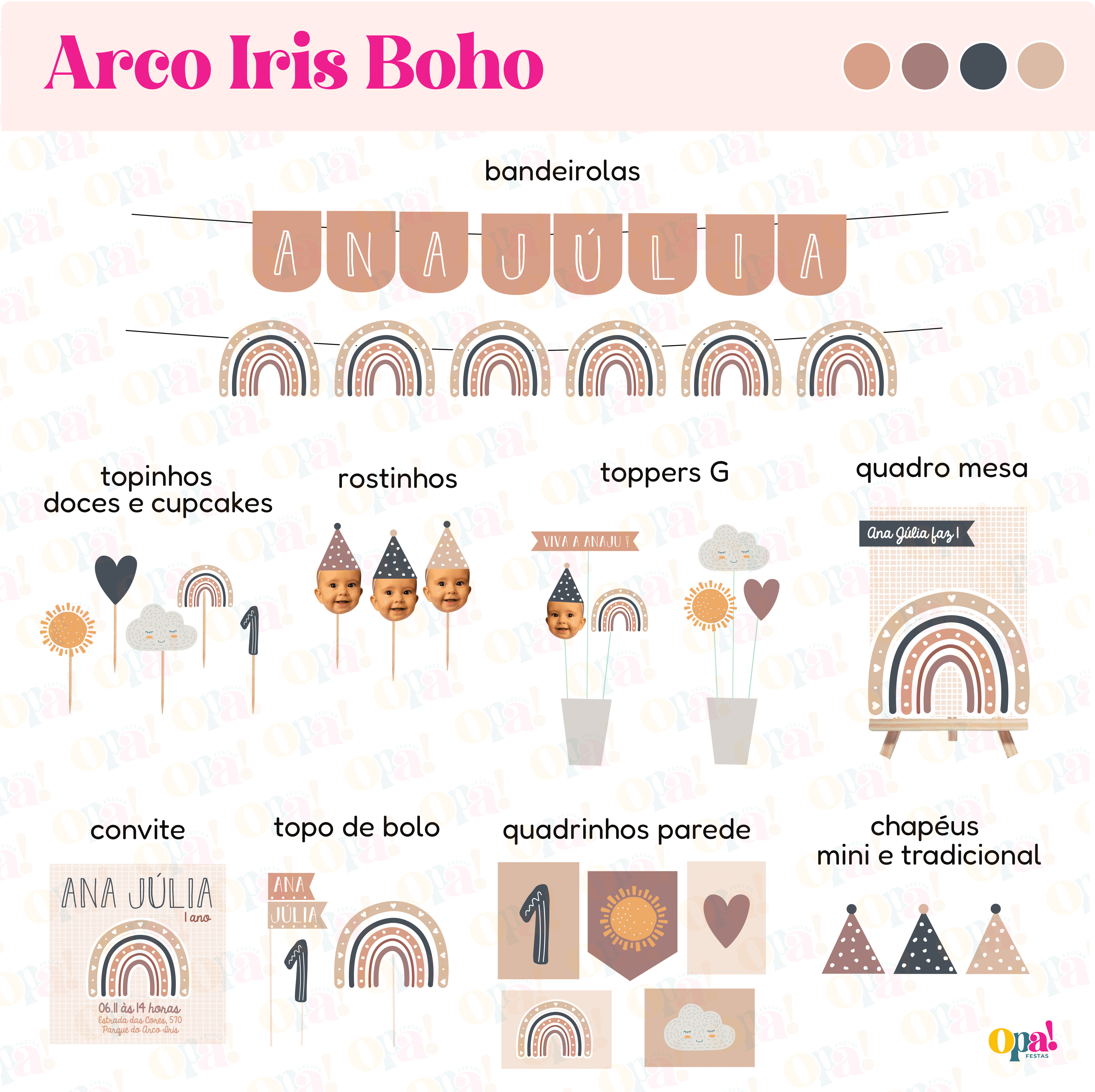 Festa Personalizada Arco Iris Boho | OPA Festas!
