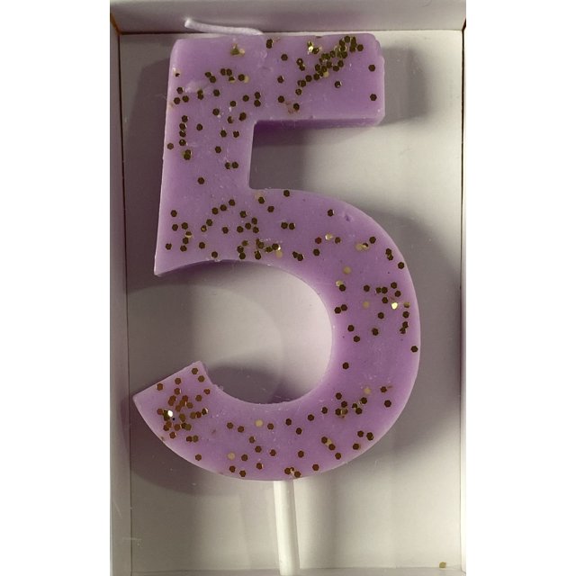 Vela Número 5 Lilás com Glitter | 🎉 OPA Festas | Decoração Criativa e ...