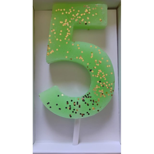 Vela Número 5 Verde com Glitter | 🎉 OPA Festas | Decoração Criativa e ...