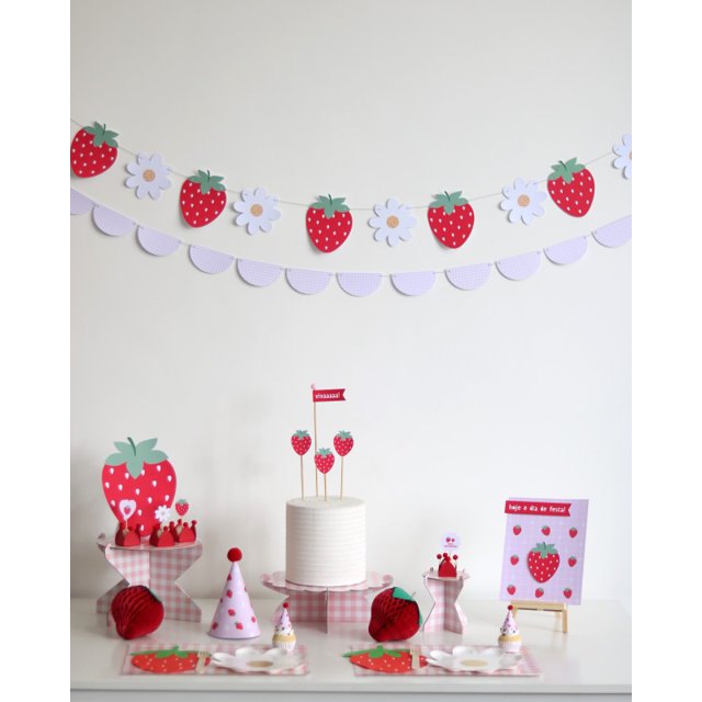 - Bandeirola Mini Meia Lua - Xadrez Rosa | 🎉 OPA Festas | Decoração ...