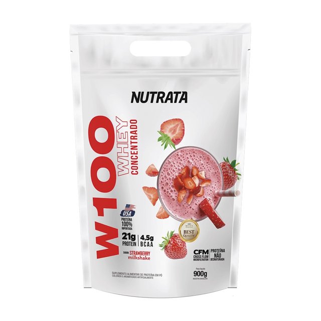 100% Whey Refil 900g Morango - Nutrata | Jow Suplementos