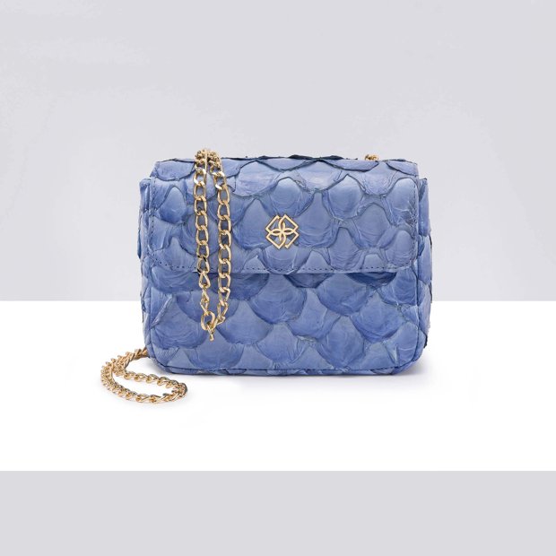 Mini Bag em Pirarucu Azul Jeans | Antonella | Donna Guerriera