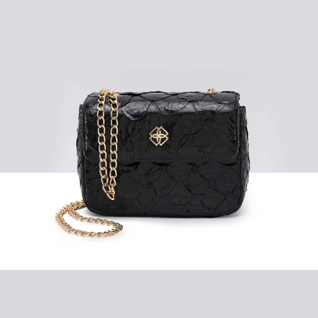 Mini Bag em Pirarucu Preto | Antonella | Donna Guerriera