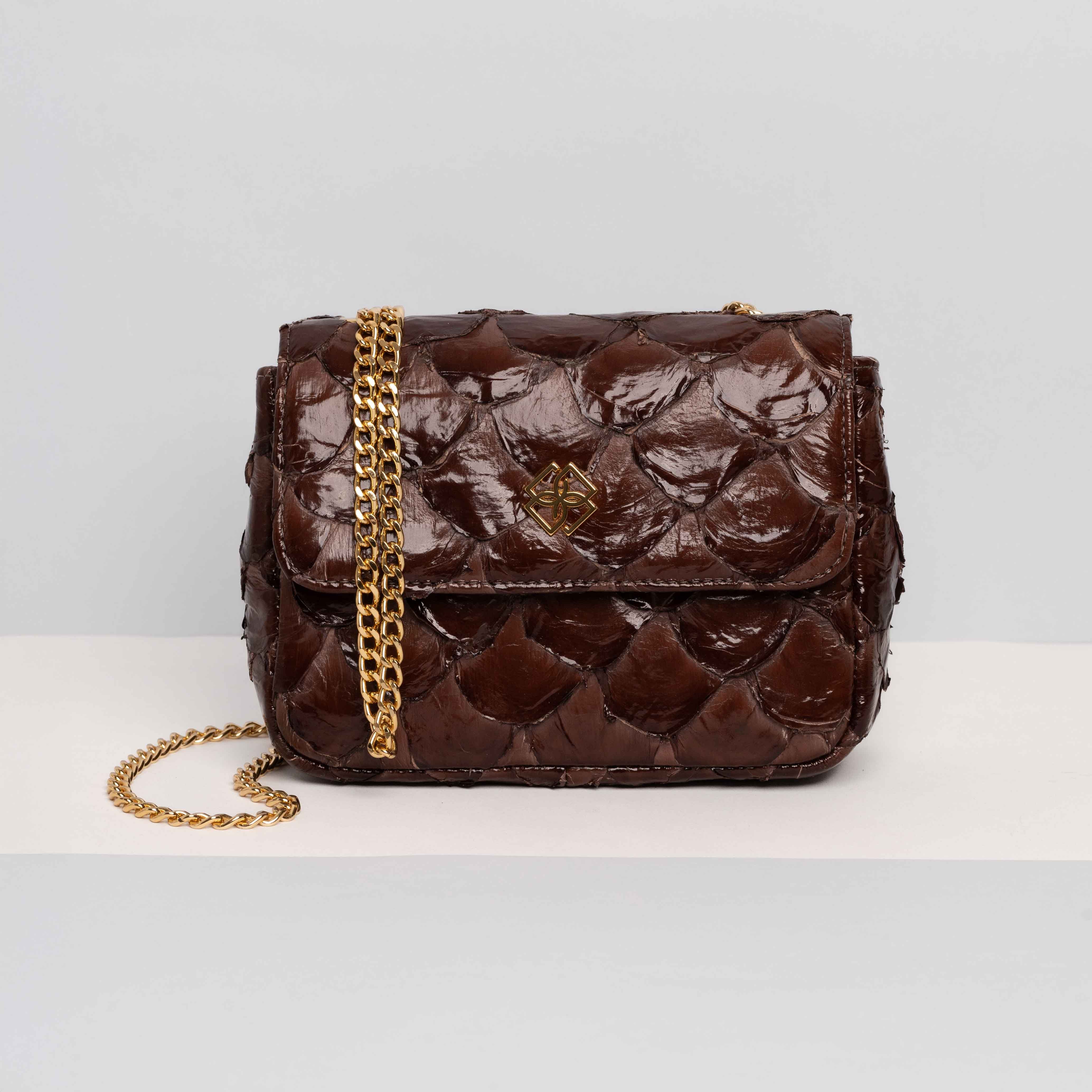 Mini Bag em Pirarucu Marrom French Roast | Antonella | Donna Guerriera
