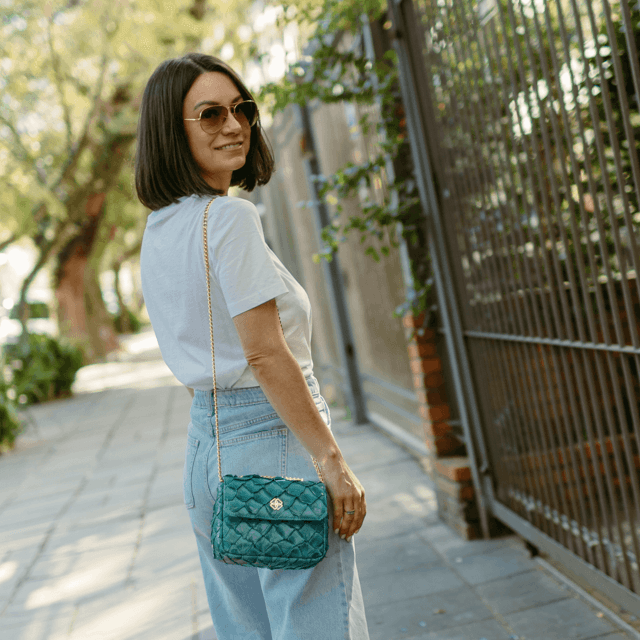 Mini Bag em Pirarucu Lake Blue | Antonella | Donna Guerriera
