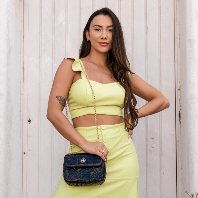 Mini Bag em Pirarucu Preto | Antonella | Donna Guerriera