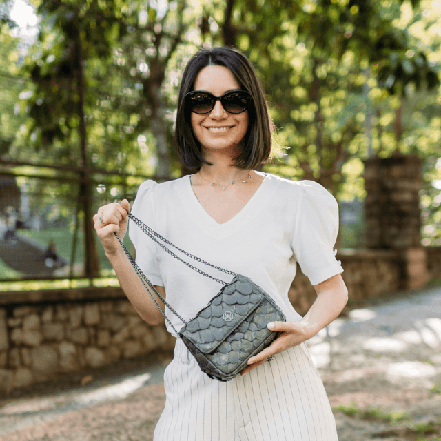Mini Bag em Pirarucu Cinza Chic | Antonella | Donna Guerriera