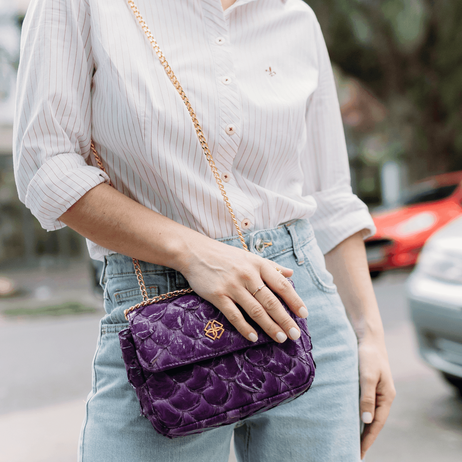 Mini Bag em Pirarucu Purple Magic | Antonella | Donna Guerriera